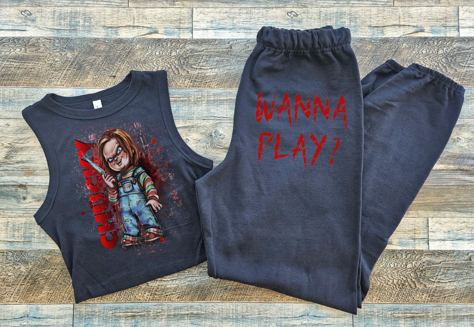 Black Chucky Crop Tank and Sweatpants – mamapowerco